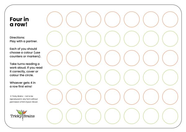 Four in a Row - Editable Gameboard - Tricky Brains